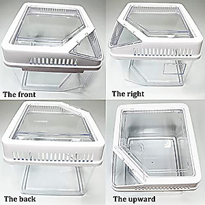 PINVNBY Reptile Feeding Box Acrylic Reptile Cage Transparent Portable Cube Container for Spiders Lizards Frogs Crickets Turtles Crabs