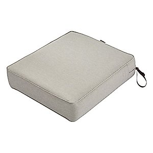 Classic Accessories Montlake Water-Resistant 23 x 25 x 5 Inch Rectangle Outdoor Seat Cushion, Patio Furniture Chair Cushion, Heather Grey, Patio Furniture Cushion Covers