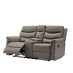 Verfur 2 Pieces Faxu Leather Recliner Sofa Sets, 3 Seater Manual Reclining Motion Couch and Loveseat with Storage Console & Cup Holders for Living Room/Office/RV Theater Seating Furniture Set