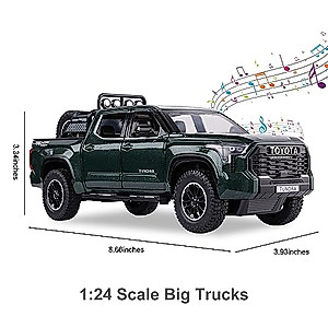 SASBSC Tundra Truck Toys for 3 4 5 6 7 Year Old Boys Off-Road Pickup Toy Trucks for Boys Age 3-5 Diecast Metal Trucks with Light and Sound Pull Back Toy Cars Birthday Gift for Kids Green