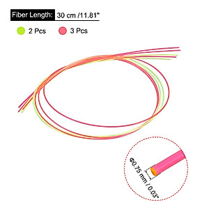 MECCANIXITY Fiber Optic Rods PMMA 0.75mmx30cm for Sight Filament Red, Green, 1 Set Pack of 5