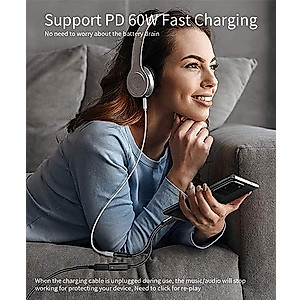 Pixel Galaxy Headphone Adapter, 2 in 1 USB C to 3.5mm Audio and Charging Adapter with PD 60W Fast Charge Compatible with Samsung S22 S21 S20 S20+ Ultra Note 10 20 Ultra, Google 7 6Pro 5 4 XL 3 XL 2XL