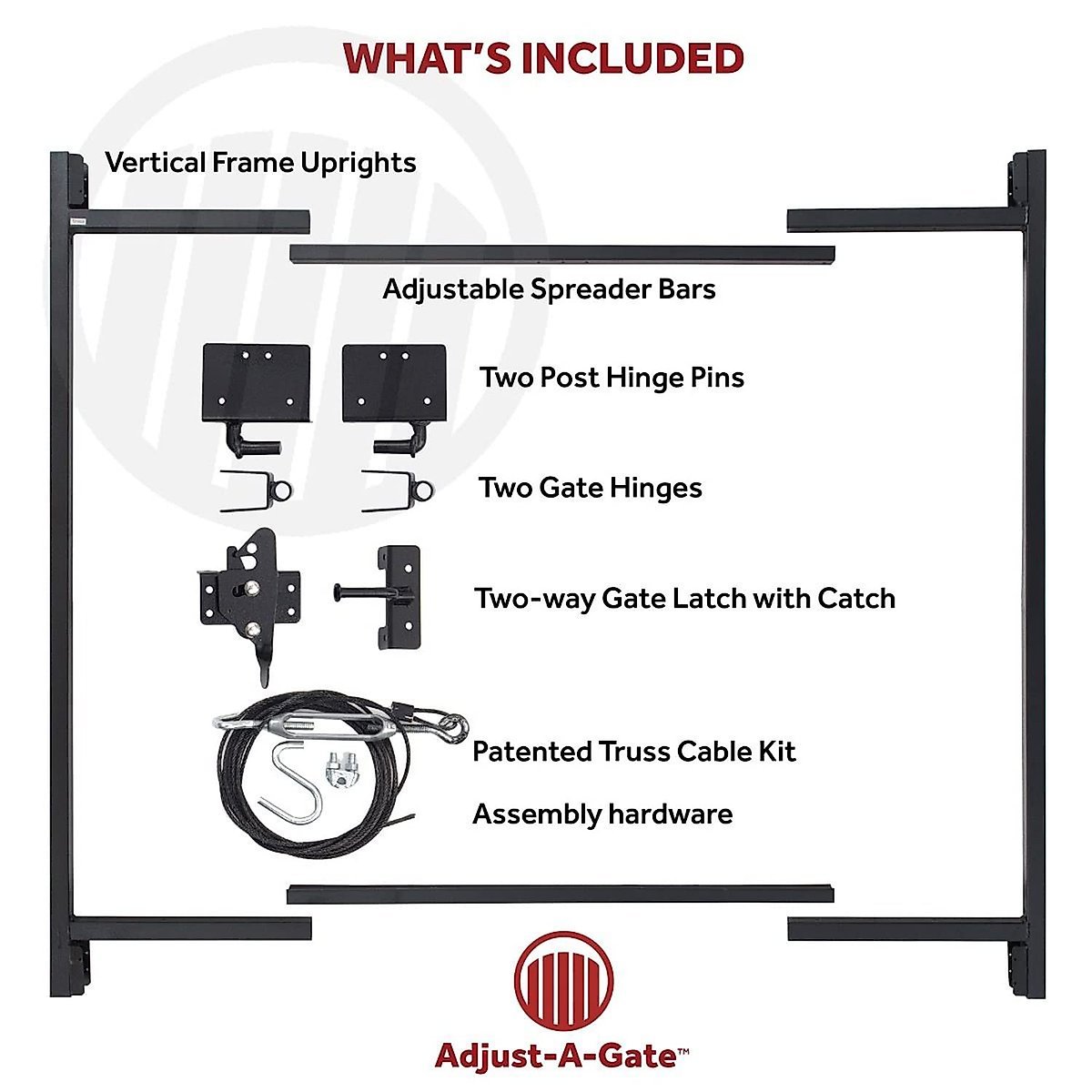 Adjust-A-Gate 2 Way Lockable Easy to Install Steel Frame Gate Latch with Installation Building Kit and Telescoping Bars (2 Pack)
