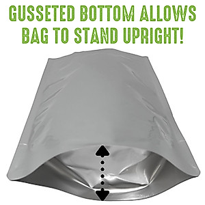 50 Mylar Bags for Food Storage, Airtight 7-Mil Thick Gusseted Zip Lock, Long Term, Reusable, Emergency Food Supply & Freeze Dryer Bags - 2 Quart 8x12 Inch