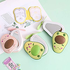 Dft Portable Avocado Shape Handheld Mini Air Cooler Fan with Fill Light Mirror USB Rechargeable Small Personal Cooling Tools