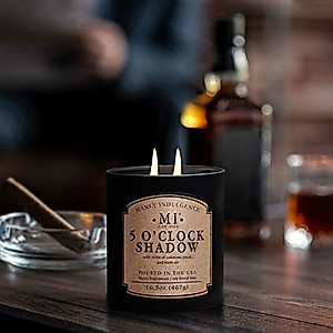 Manly Indulgence 5 O'Clock Shadow Scented Candle for Men 16.5 oz | 2 Wick & 2X Intense Fragrance | Oakmoss, Musk & Fresh Air | Up to 60 Hour Burn, Soy Blend Wax, USA Poured, Black