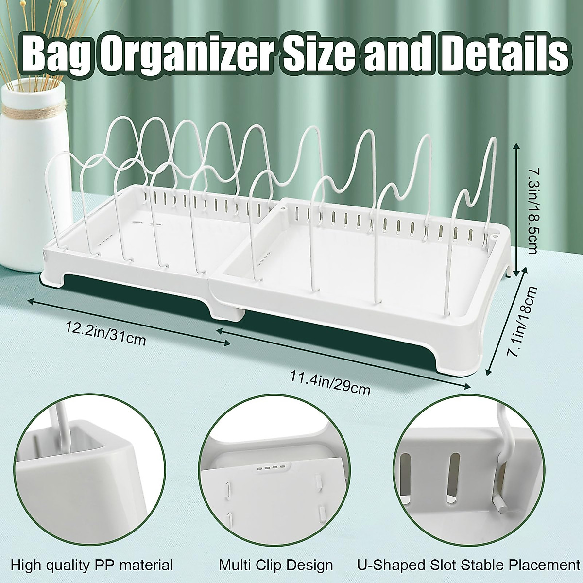 Sibosen Reusable Shopping Bag Organizer, Adjustable Shelf Dividers, Great for Storing Folded Cloth and Paper Grocery, Food Storage, Lunch, Shopping and Gift Bags