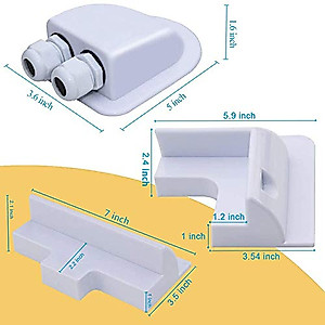 Solar Panel Brackets White ABS Solar Panel Mounting Brackets 7 Drill-Free Corner Bracket Support Kit for Wood Frame RV Boat Campers Caravans Hood (Corner Bracket,Side Bracket,Cable Entry Gland)