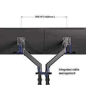 NB North Bayou Dual Monitor Desk Mount Stand Full Motion Swivel Computer Monitor Arm Fits 2 Screens up to 32'' with Load Capacity 6.6~26.4lbs for Each Monitor G75