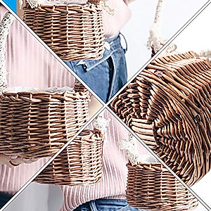 Cabilock Flower Girl Baskets Wicker Woven Basket Willow Basket Picnic Basket Woven Eggs Candy Basket Flower Basket Cookie Gift Box Bags Rattan Woven Storage Bin for Easter Birthday
