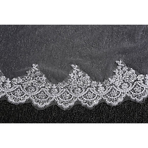 EllieHouse Women's 2 Tier Cathedral Lace Ivory Wedding Bridal Veil With Comb HL08IV