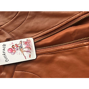 ELUCKFACE Boys Trendy Stand Collar PU Leather Moto Jacket Leather Coat Brown 9-10Years