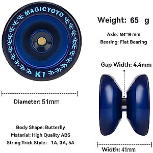 MAGICYOYO Responsive YoYo K1-Plus with Bag, Strings, Glove - Gift for Kids Beginners (K1-Dark Blue)