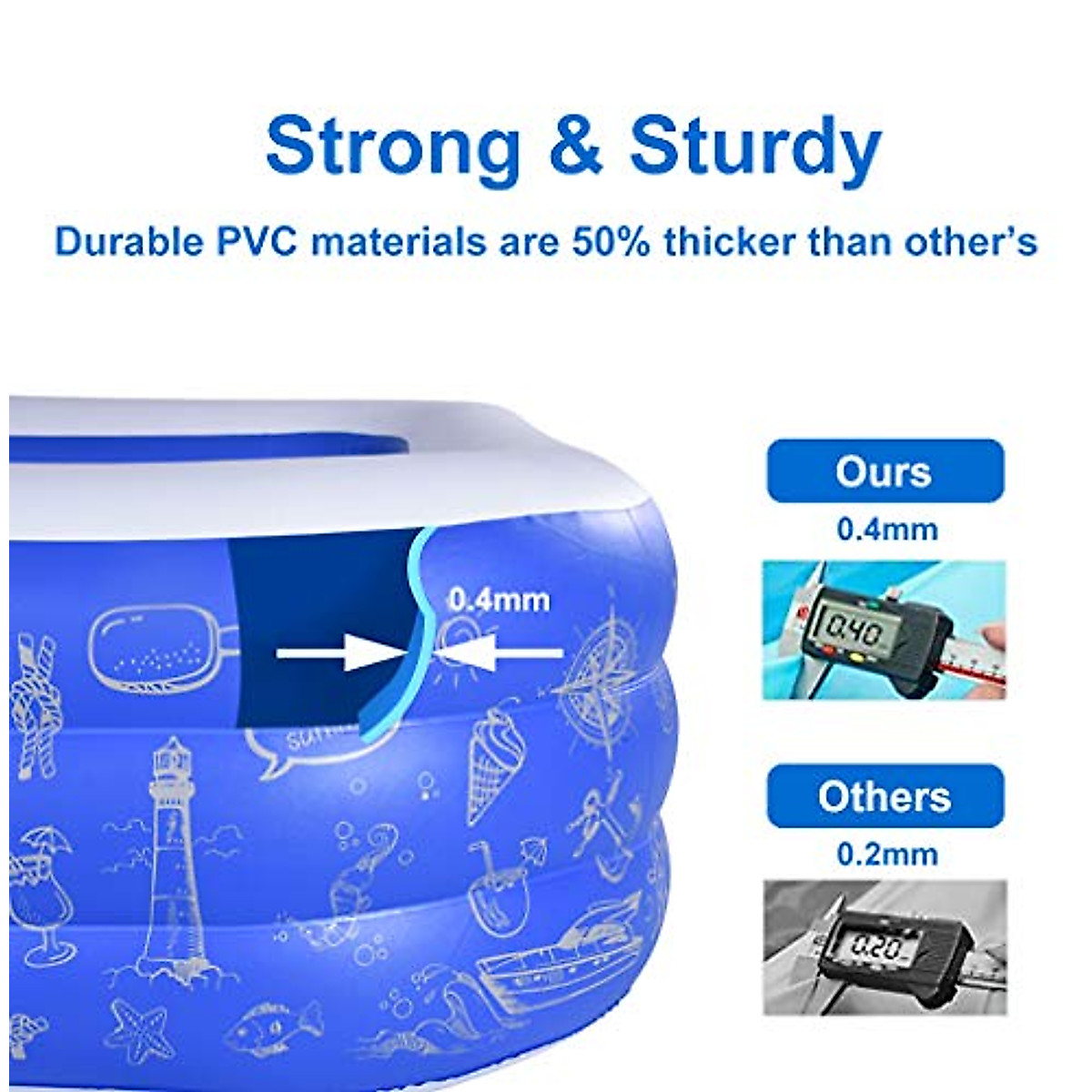 FC Design Backyard Swim Center for Kids, Adults, Babies, Toddlers, Blow up Large Rectangular Patio Garden Outdoor Inflatable Family Swimming Pools with Electric Air Pump Included, 117"D x 68"W x 22"H