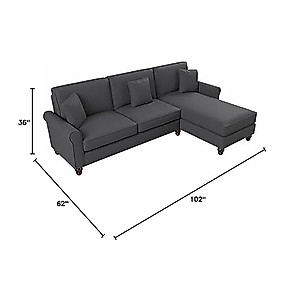 Bush Furniture Hudson 102-inch Stain-Resistant Contemporary Couch, Long Lasting Comfort, Easy to Assemble Pet-Friendly Living Room Sofa to Lounge, 102W, Charcoal Gray Herringbone