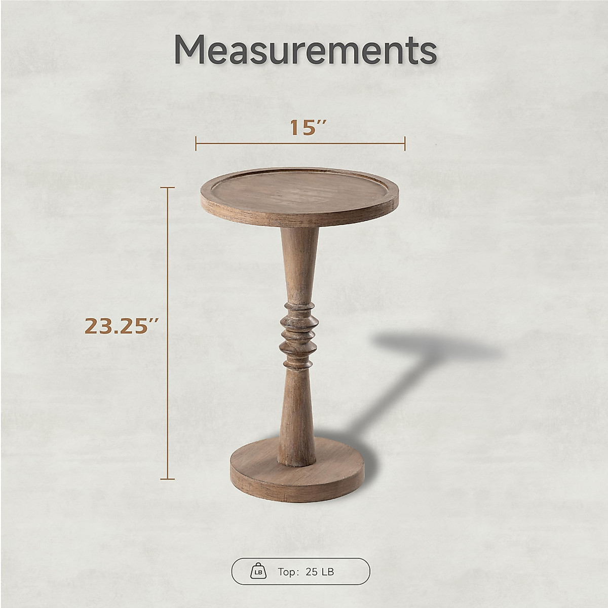 COZAYH Pedestal Small Drinking Table, Farmhouse Tray Top End Table, Distressed Finish, Wood Color