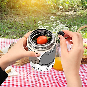 CUPADA Cute Different Cats Food Jar, Funny Quote Insulated Hot Food Jars Vacuum 17OZ with Folding Spoon for Work Trip Picnic Camping