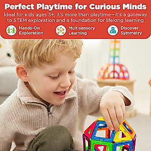 MAGFORMERS Neon 26 Pieces Rainbow Neon Colors, Educational Magnetic Geometric Shapes Tiles Building STEM Toy Set Ages 3+