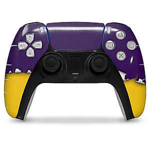 WraptorSkinz Skin Wrap compatible with Sony PS5 DualSense Controller Ripped Colors Purple Yellow (CONTROLLER NOT INCLUDED)