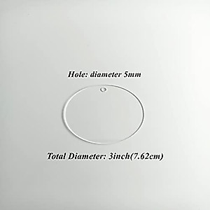 Acrylic Clear Circle 40pcs Diameter 3 inch (7.62cm) Plexiglas Acrylic Disc Ornament Blank with Hole for Painting, Signs, Keychain and Craft DIY Projects