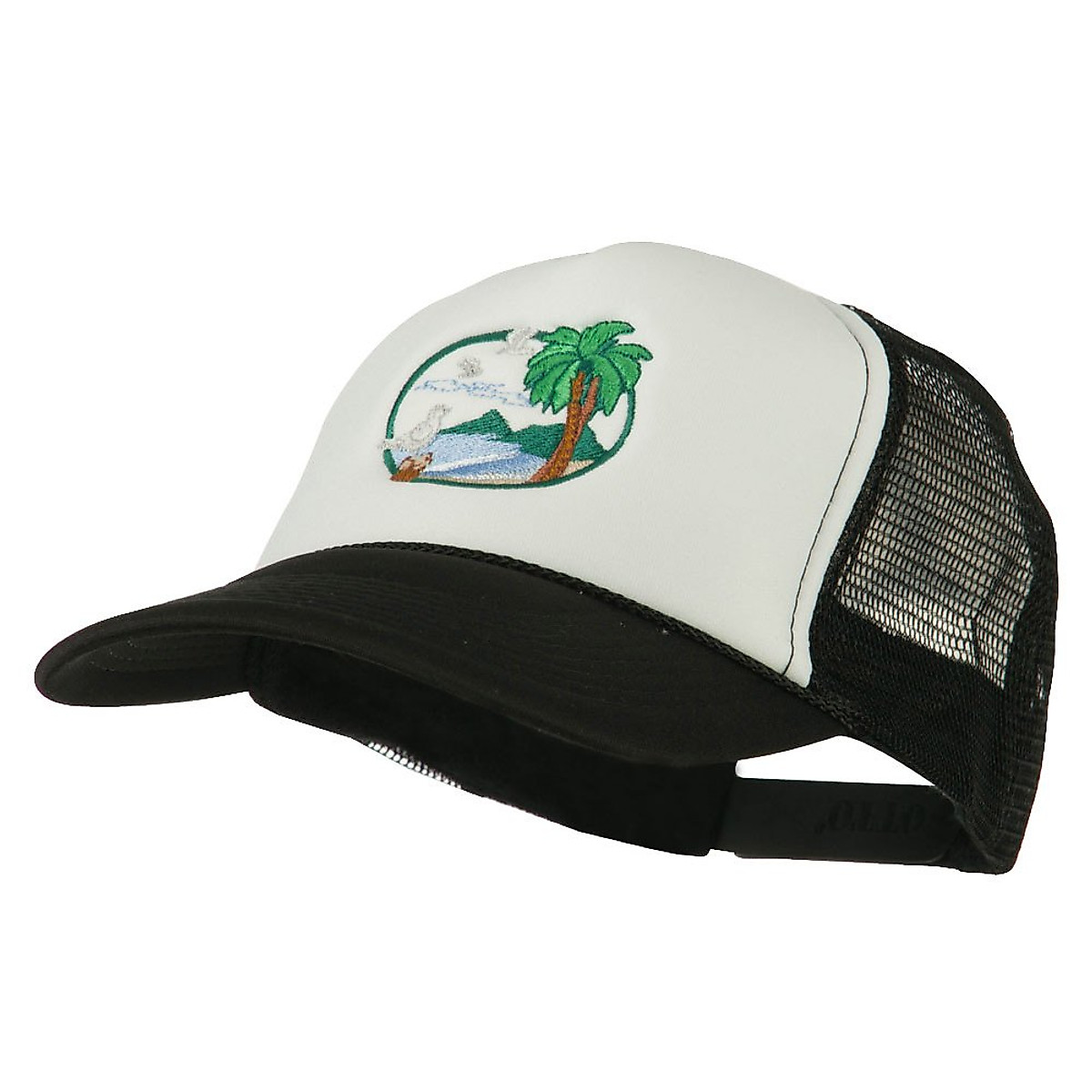 e4Hats.com Fishing Beach Seagulls Embroidered Foam Mesh Back Cap - Black White OSFM