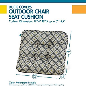 Duck Covers Water-Resistant Indoor/Outdoor Seat Cushions, 19 x 19 x 5 Inch, 2 Pack, Moonstone Mosaic, Outdoor Patio Cushions