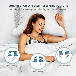 ZAMAT Adjustable Memory Foam Neck Pillow for Pain Relief - With Cooling Pillowcase, Orthopedic Contour for Side, Back, Stomach Sleepers