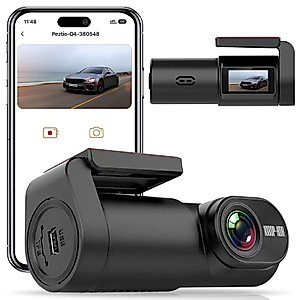 pperfcoo Front Dashcam 1080P Dash Cam Car Camera for Surveillance 360 WiFi Smart Mini Dash Camera for Cars 1'' IPS Screen APP, Loop Recording, 24H Parking Moni