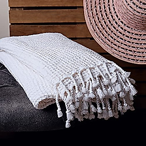 Püskül - Turkish Beach Towels Oversized Waffle - Softest 100% Turkish Cotton - 33x67 inch - White - Pack of 3 (3)