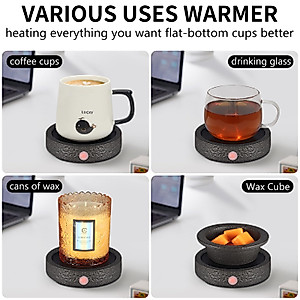 Coffee Mug Warmer for Desk, Electric Candle Warmer with Auto Shut Off, 2-4-8 Hour Timed Smart Cup Warmer for Heating Coffee, Beverage, Milk, Tea and Hot Chocolate(No Cup-Black)