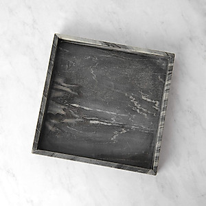 Best Home Fashion Grey Marble Square Tray