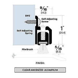 Adjustable Door Sweep (7552CA) with Pile Brush, 9/16”w x 1.31”h (48")