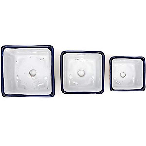 Enchanted Talavera Handmade Mexican Pottery Talavera Ceramic 3 Piece Set Succulent Pot Set Mini Flower Planter Cactus Pot Home Office Desk Décor Gift Small Shelf Desk Window Pottery (Multi-Color)