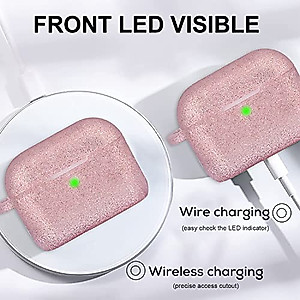 TOROTOP Compatible with Airpods Pro Case, Soft 4 in 1 Silicone Protective Case for Apple Airpods Pro with Bling Elephant Keychain/Storage Box, Charging Case for Airpods Pro Case 2019 Rose Gold