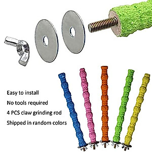 NEWCOMDIGI Colorful Bird Perch Stand, Birdcage Toys, Natural Wood Platform and Paw Grinding Sticks for Parrot, Budgies, Parakeet, Cockatiels, Hamster, Conure, Lovebirds, Gerbil, Rat, Mouse(12 PCS Set)