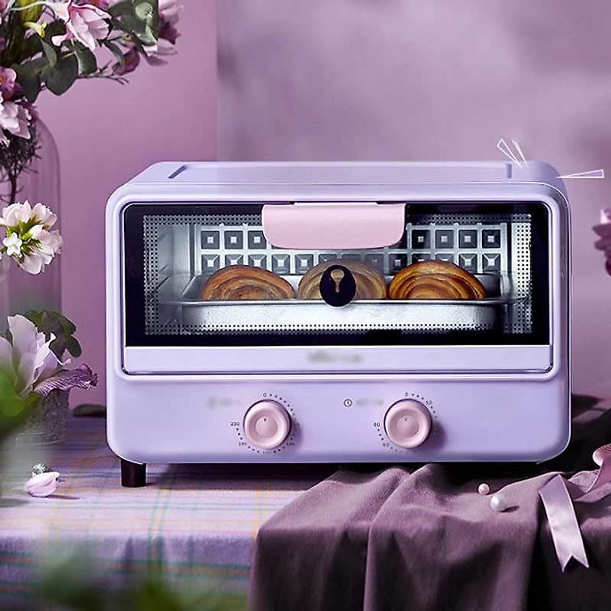 FZZDP Cute Electric Oven Home Small Multifunctional Automatic Tart Cookie Baking Machine Small Capacity Knob Easy To Operate