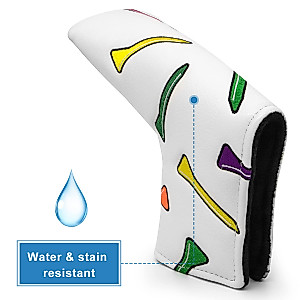 Barudan Golf Putter Cover Blade Putter Club Head Cover Headcover Magnetic Leather Golf Headcover fits for Odyssey, Scotty Cameron - Colorful Tees Emboidery Putter Cover Golf for Men/Women