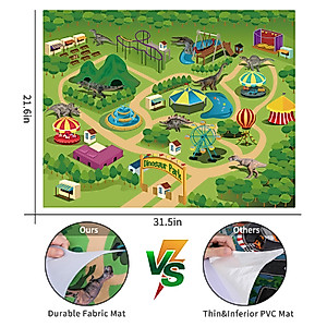 TEMI Dinosaur Truck Toys for Kids 3-5 Years, Tyrannosaurus Transport Car Carrier Truck with 8 Dinosaur Figures, Activity Play Mat, Dinosaur Eggs, Trees, Capture Jurassic Play Set for Boys and Girls