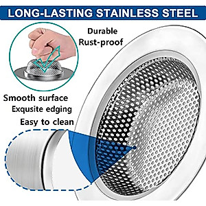 KPELA HOME 2PCS Kitchen Sink Strainer Stainless Steel - Upgrade 304 Never Rust - Kitchen Sink Strainer Basket - Food Catcher for Kitchen Sinks - Garbage Disposal Strainer - Large Rim 4.5"