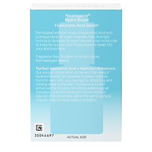 Neutrogena Hydro Boost Hyaluronic Acid Serum with 17% Hydration Complex, Lightweight Daily Hyaluronic Acid Facial Serum 1 oz (Pack of 2)