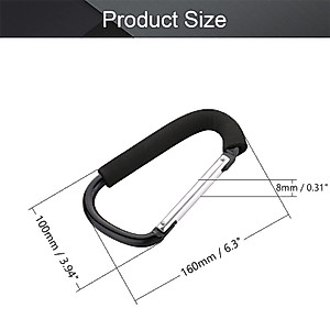 MroMax Pack of 1 Grocery Bag Holder Handle Carrier Tool Grip Your Tote，Handy Stroller Hooks, Multi Purpose Hooks, Pushchair Shopping Bag Hook Carabiner 6.3"*3.94" Maximum Load 6.61 lb (Black)