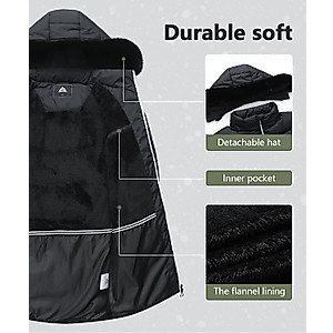 MOERDENG Women's Winter Windproof Warm Down Coats Waterproof Thicken Hooded fashions Puffer Jacket Black 01-L