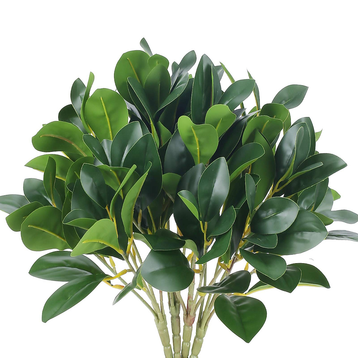 HO2NLE 4Pcs Artificial Shrubs Plants Fake Eucalyptus Leaves Stems Faux Greenery Branches for Garden Window Box Home Wedding Courtyard Outdoor Office Kitchen Decoration