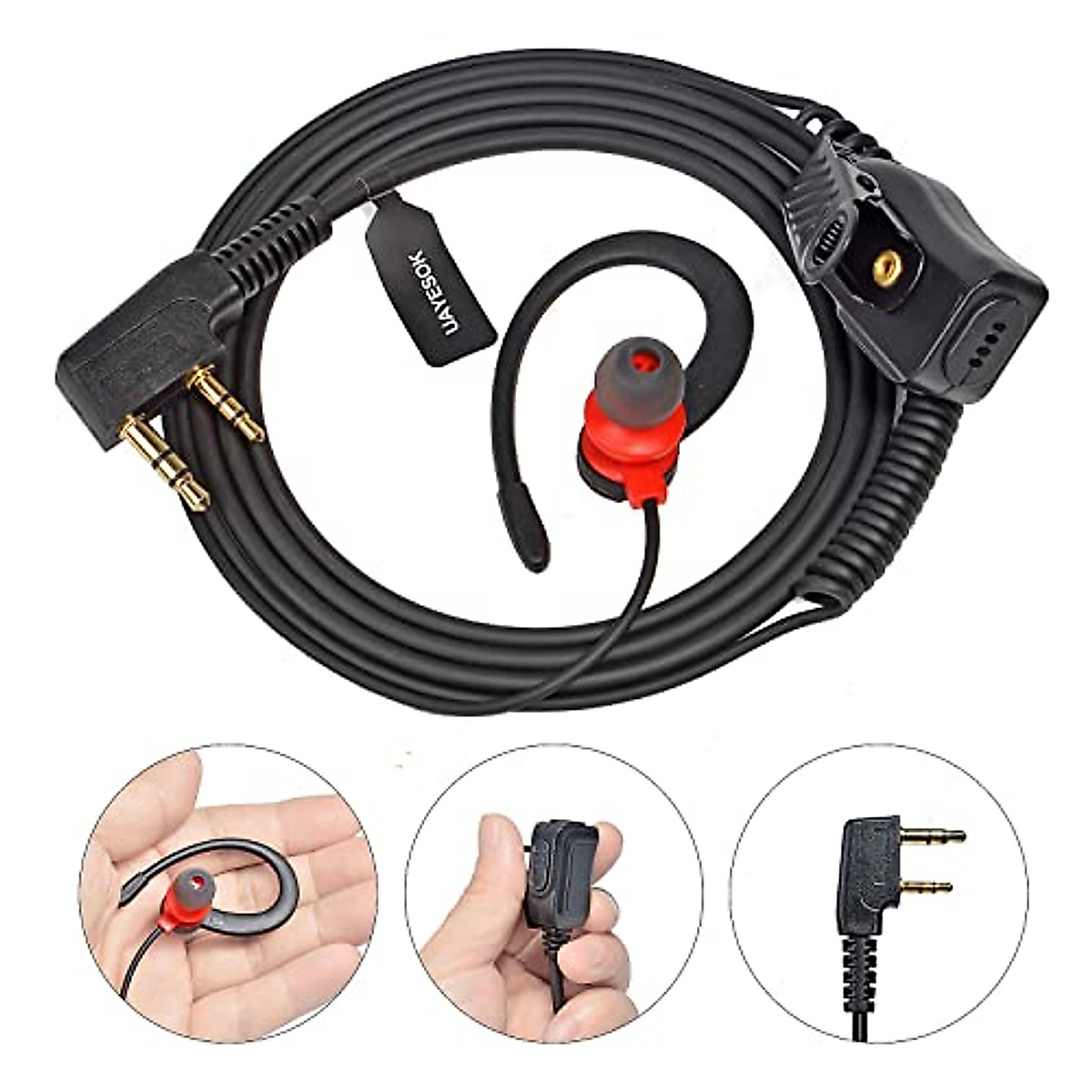 UAYESOK Surveillance Kit Earpiece for 2 pin Kenwood Two Way Radio for Baofeng UV-5R BF-888s BF-F8HP UV-82 UV-82HP Retevis H-777 RT21 RT22 RT26 RT68