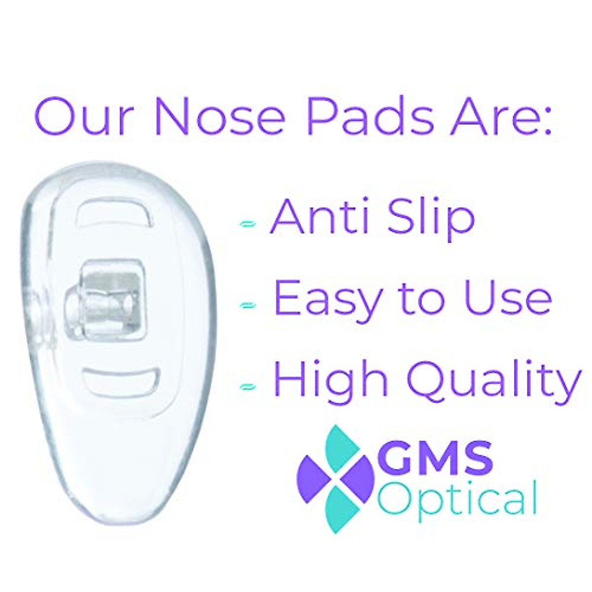 GMS Optical Soft Silicone D-Shaped Screw-in Nose Pads for Glasses, Sunglasses, and Eye Wear - 15mm (5 Pair)