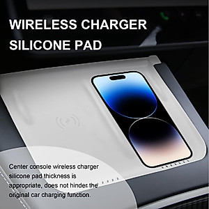 QUICTO Center Console Silicone Mat,Car Interior Accessory for 2021-2023 Tesla Model 3 Model Y (White)