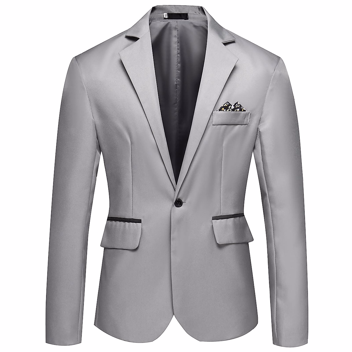 Men's One Button Lightweight Blazer Casual Slim Fit Business Daily Jacket Classic Solid Skinny Party Sports Coat (Grey,4X-Large)