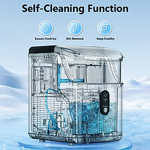 Antarctic Star Nugget Ice Maker with Soft Chewable Pellet Ice, Pebble Portable Countertop Ice Machine, 36Lbs/24H, Automatic Cleaning, Sonic Ice, One-Click Operation, for Kitchen Stainless Steel Silver