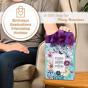 Christian Art Gifts Gift Bag/Tissue Paper Set Hope & A Future Jeremiah 29:11 Bible Verse, Purple/Teal, Medium