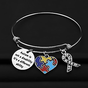 ENSIANTH Autism Awareness Bracelet Autism Puzzle Piece Jewelry Encouragement Gift for Autistic (Autism Bracelet)